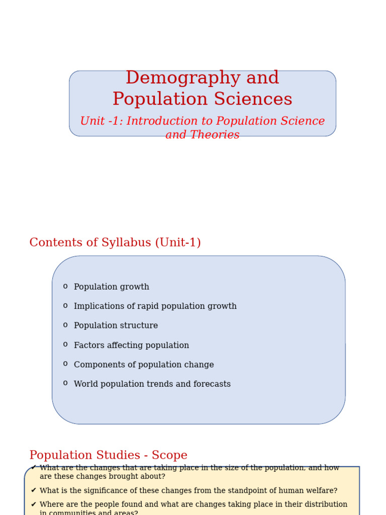 Unit 1 - Introduction To Population Science | PDF | Cost Of Living ...