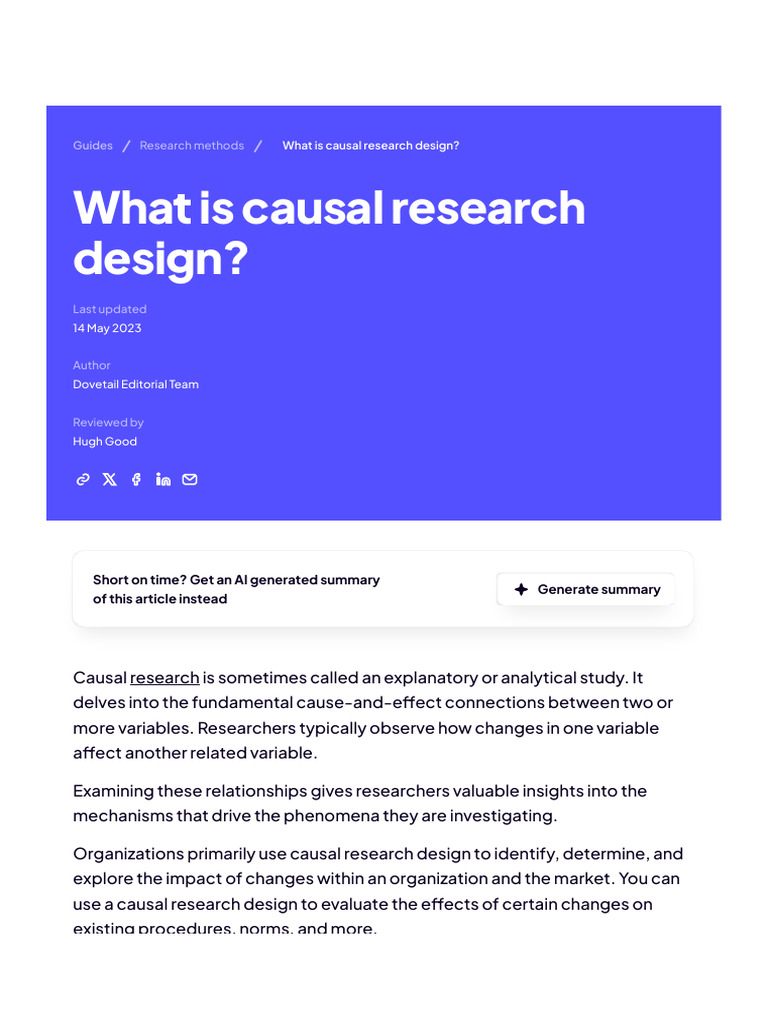 Causal Research Design - Definition, Benefits, Examples | PDF | Causality | Experiment