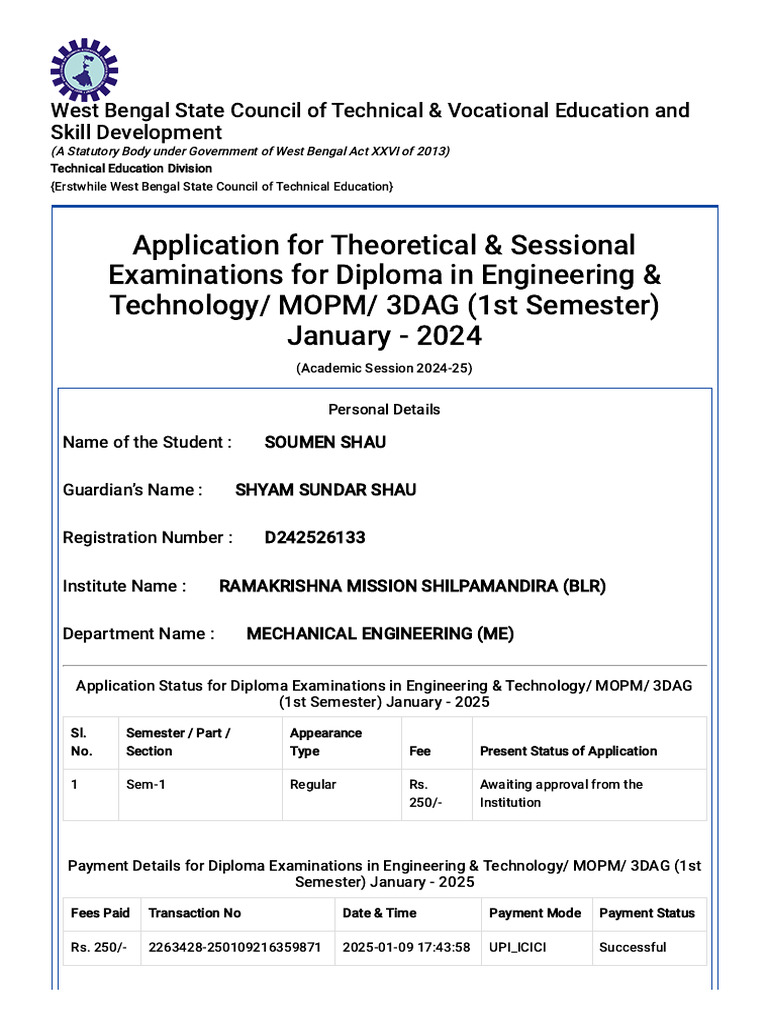 Examination Form Fillup | PDF