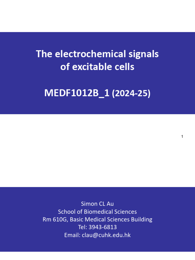 1. the Electrochemical Signals of Excitable Cells .PDF | PDF | Chemical ...