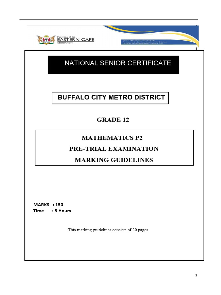 Grade 12 Mathematics P2 Marking Guidelines | PDF | Cartesian Coordinate ...