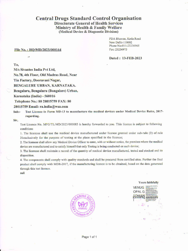 DCGI Certificate | PDF