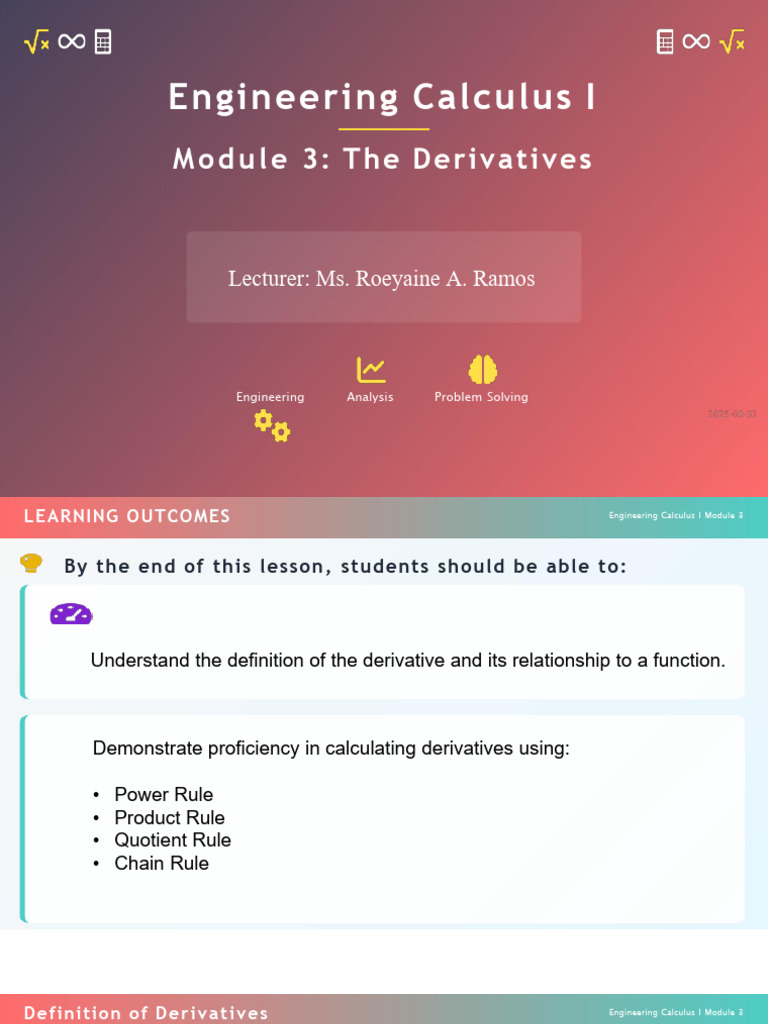Mastering Derivatives in Engineering Calculus | PDF | Derivative | Calculus