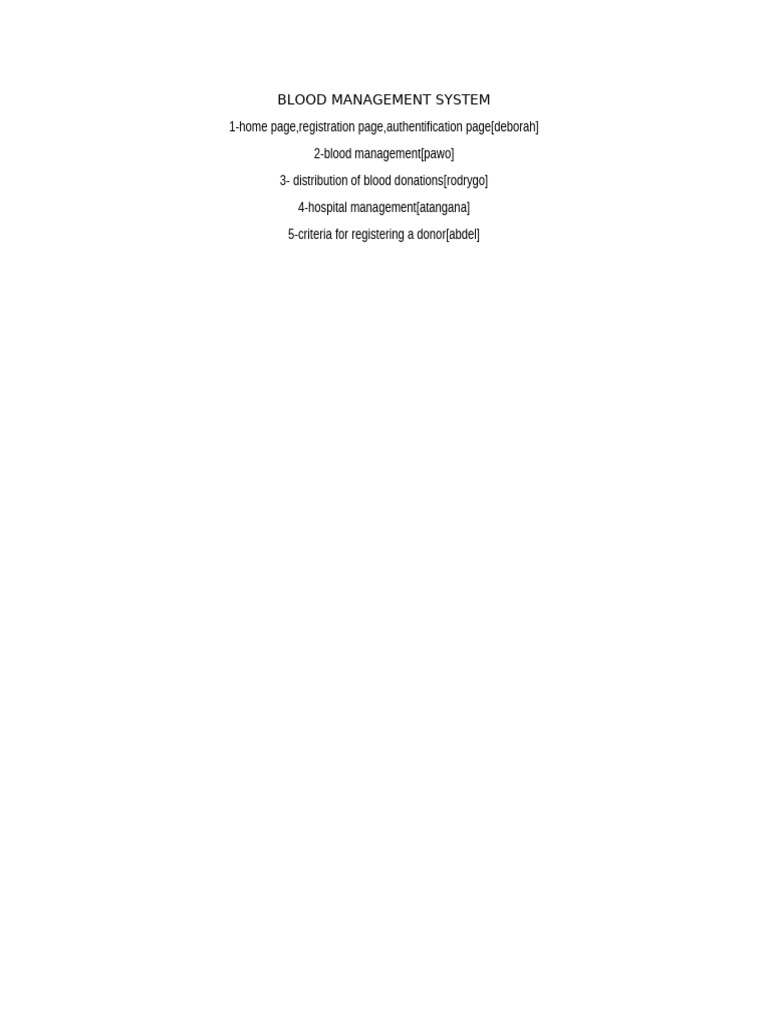 Blood Management System | PDF