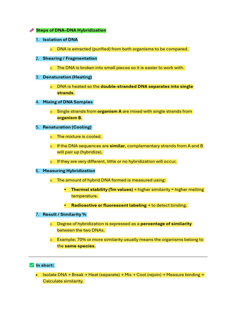 DNA-DNA Hybridization Steps Explained | PDF