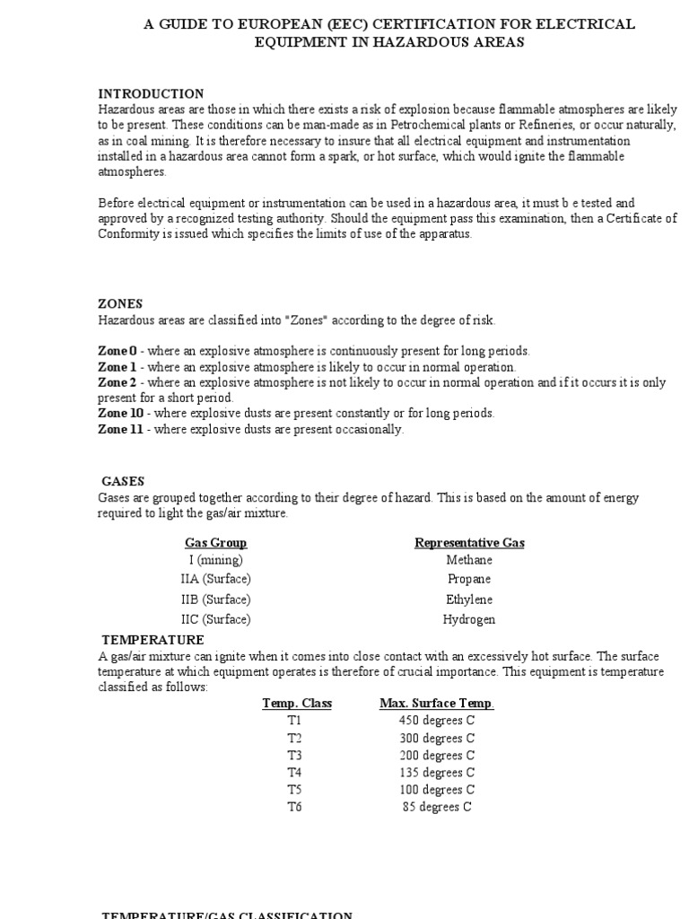 A Guide To European (Eec) Certification For Hzardus Areas | Download ...