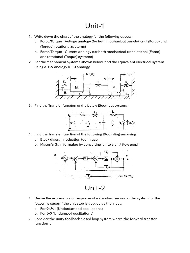 Control Systems Tutorial (II ECE 2023-26) | PDF | Electronic Engineering | Computer Engineering