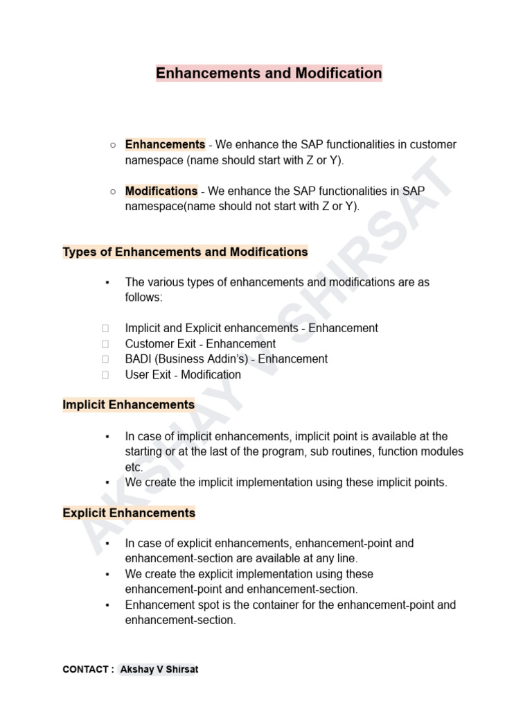 SAP Enhancements and Modifications Guide | PDF | Computer Engineering ...