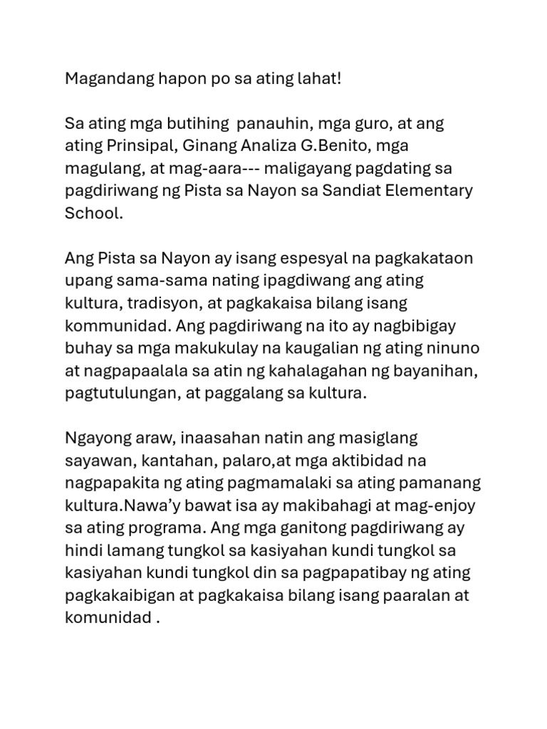 Pista Sa Nayon | PDF