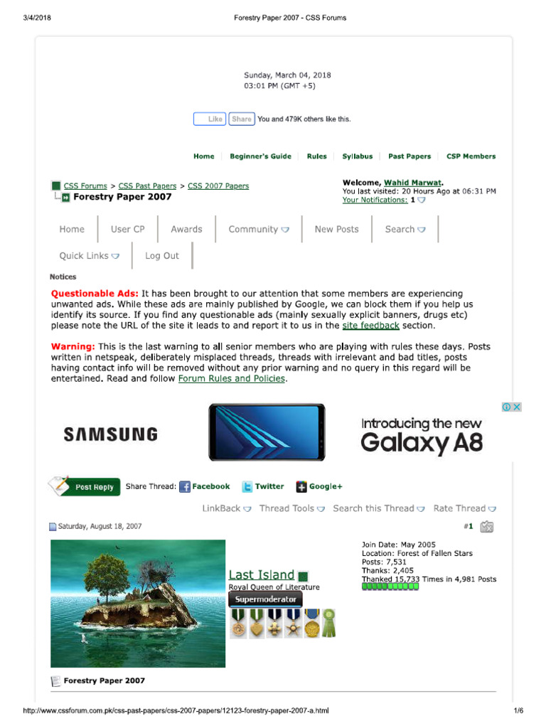 Forestry Paper-2007 (CSS) | PDF