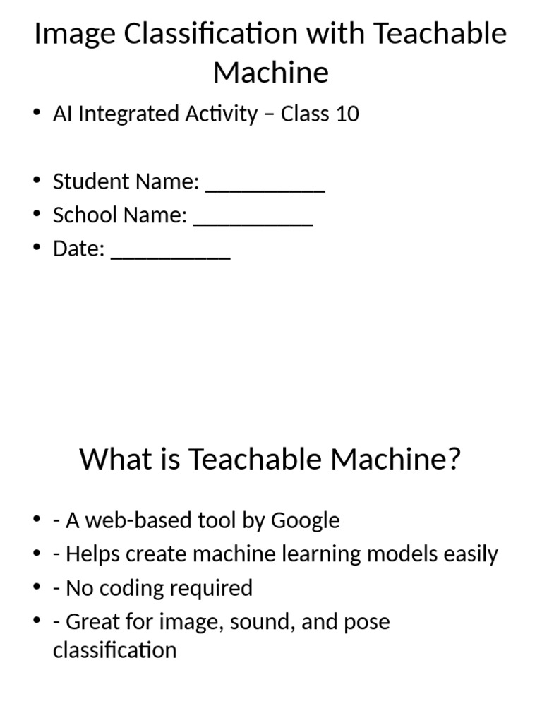 Image Classification with Teachable Machine | PDF | Artificial ...