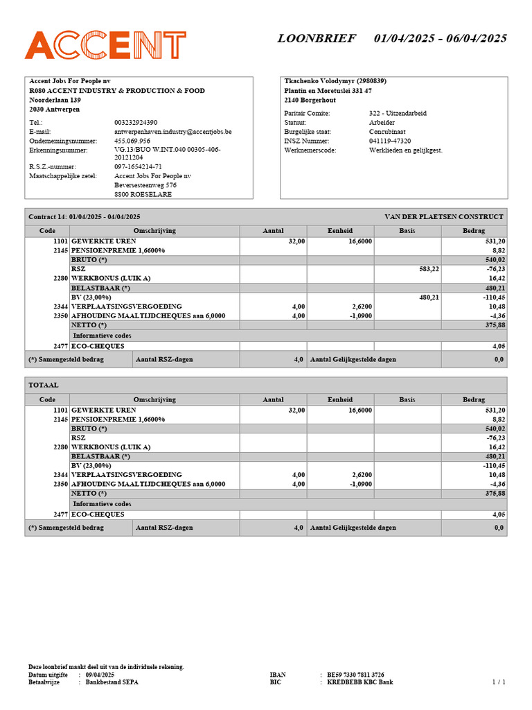 Payslip 2025 | PDF