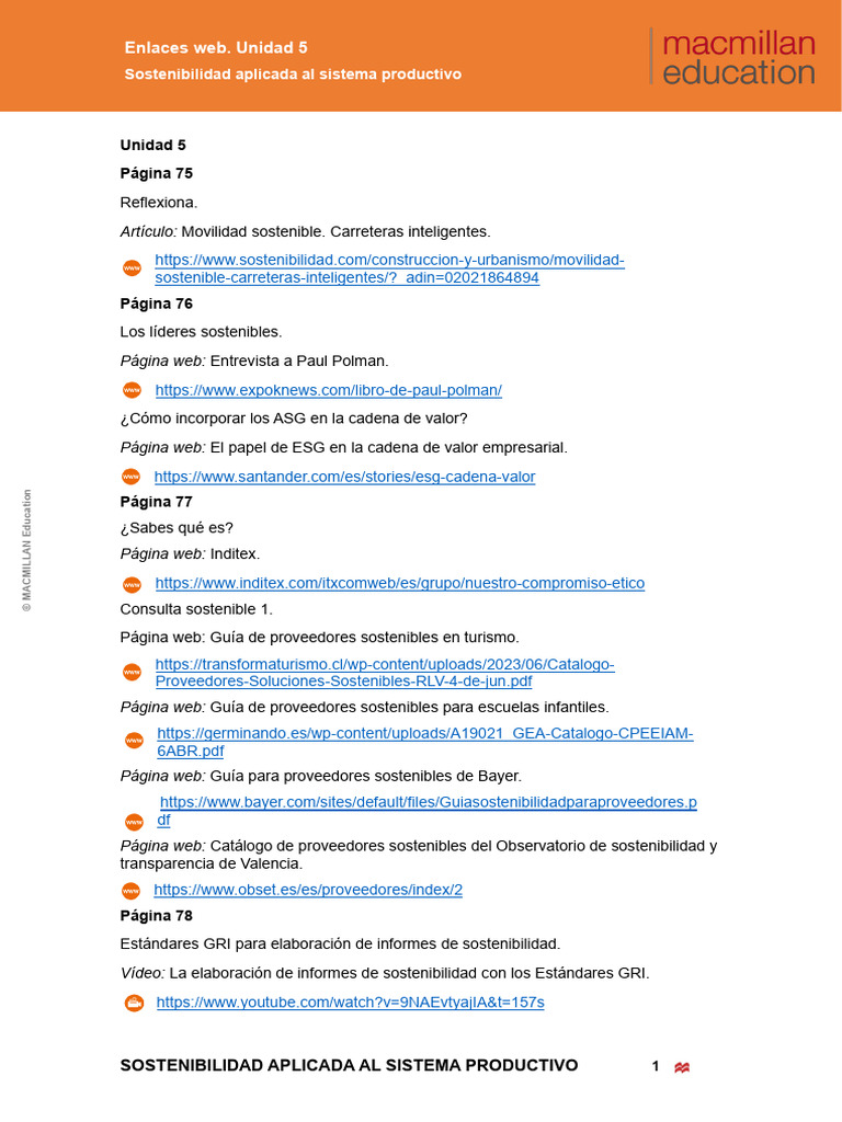 Enlaces Web Unidad 5.02 | PDF | Sustentabilidad | Red mundial