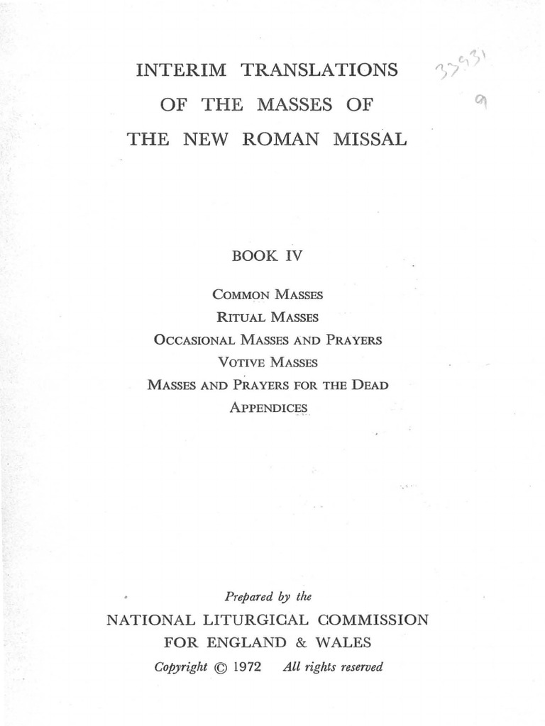 Interim Translations of The Masses of The New Roman Missal - Book 4 ...