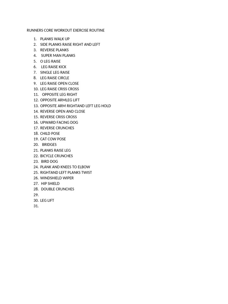 Core Workout Routine for Runners | PDF