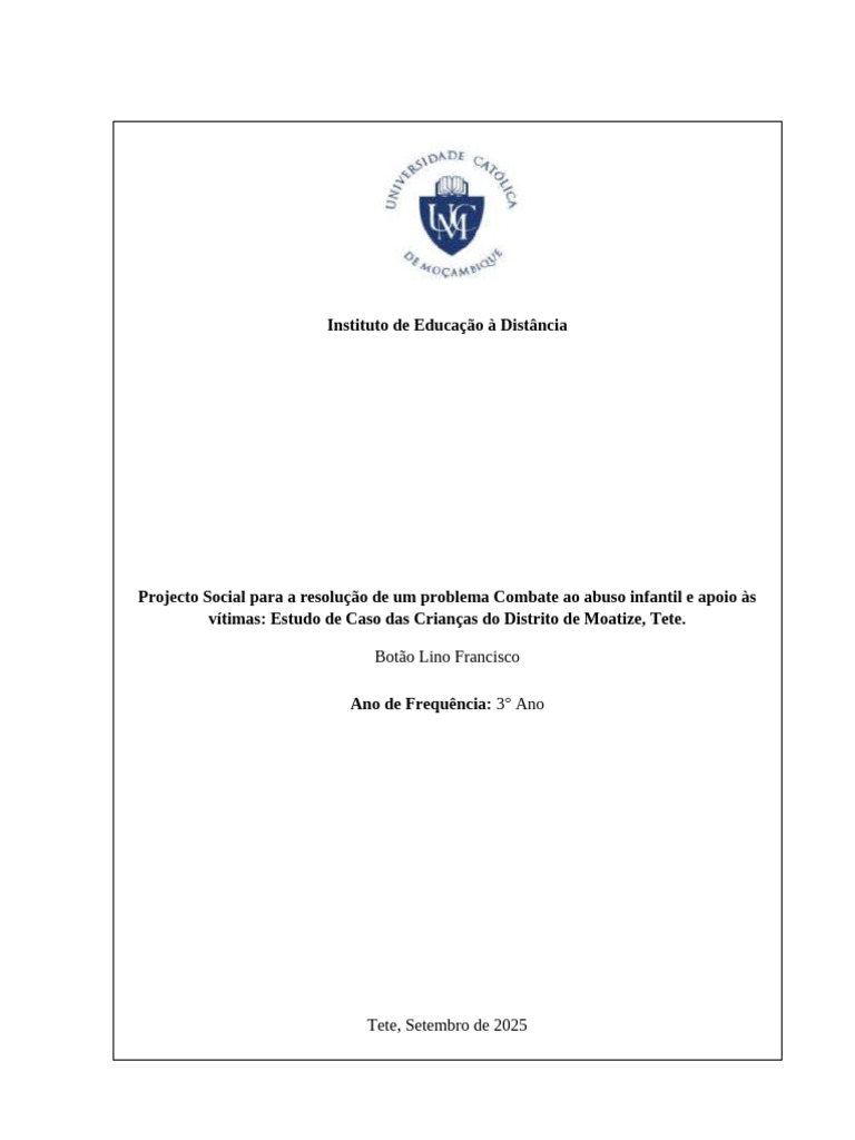 Combate ao Abuso Infantil em Moatize | PDF | Violência | Violência ...