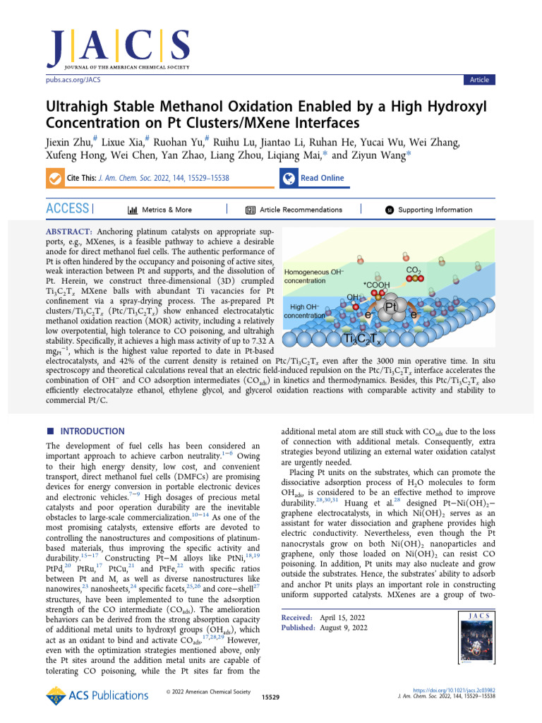 Zhu Et Al 2022 Ultrahigh Stable Methanol Oxidation Enabled by A High ...