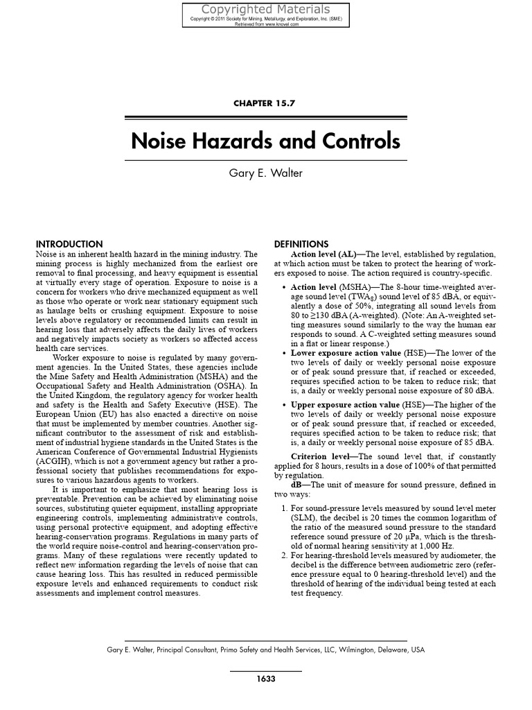 Noise Hazards in Mining: Control Measures | PDF | Noise | Acoustics