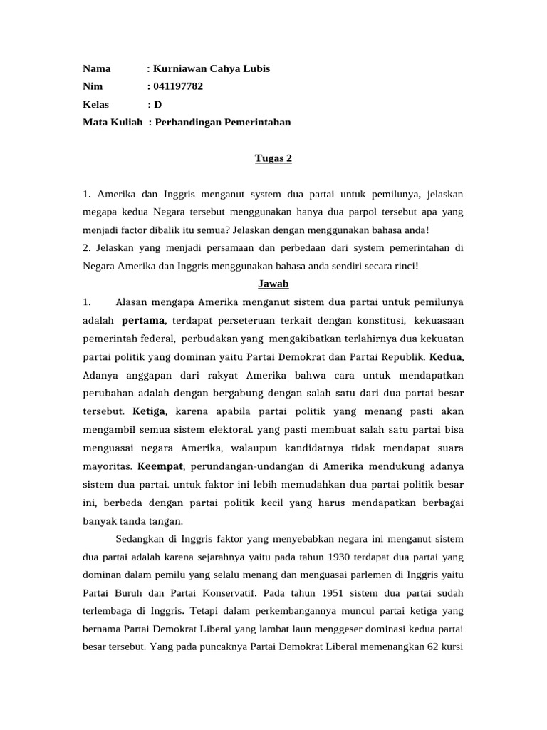 Perbandingan Sistem Dua Partai AS dan Inggris | PDF