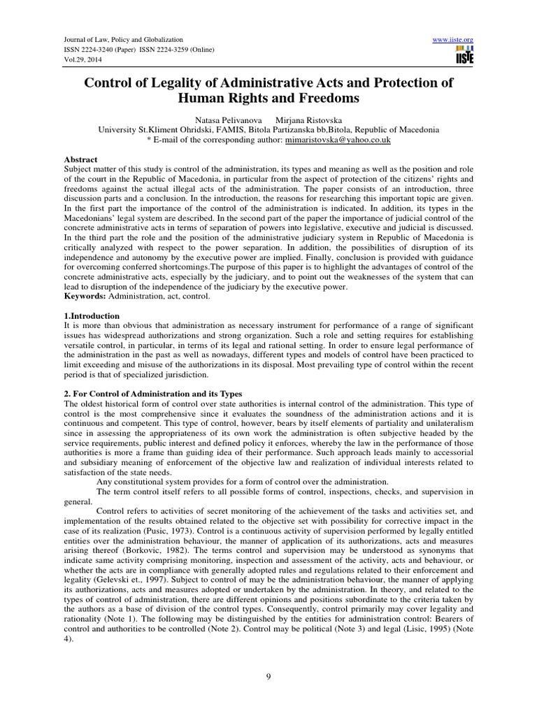 Control of Legality of Administrative Ac | PDF | Administrative Law | Judge