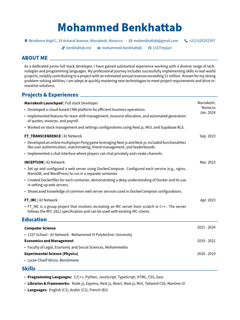 Junior Full Stack Developer Profile | PDF | Software | Software Engineering