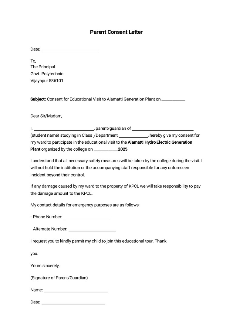 PARENT Consent Letter | PDF