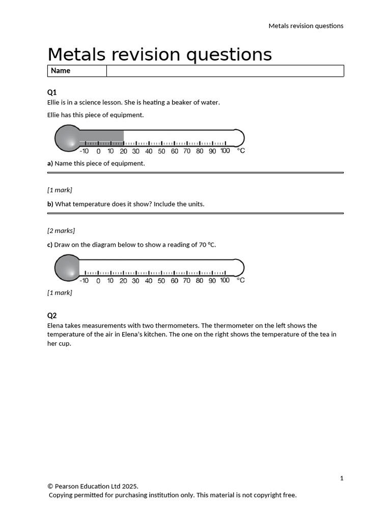Energy Transfers Revision Questions Questionpaper | PDF | Temperature ...