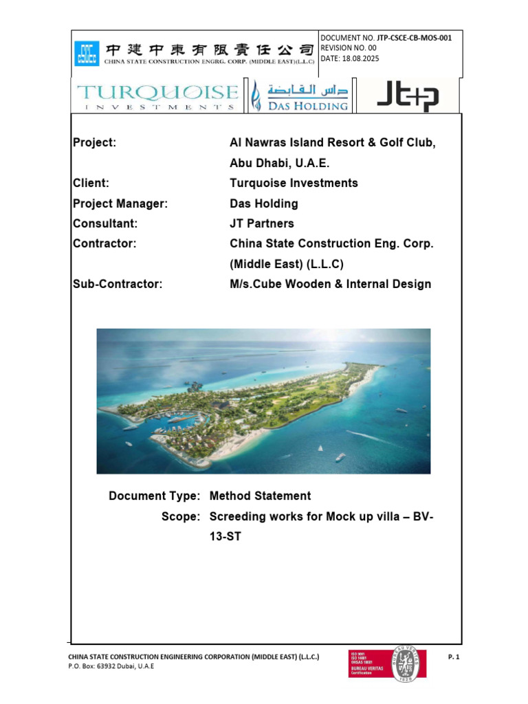 NWRS-TS-MST-0026 - Method Statement For Screed Works For Mock Up Villa ...