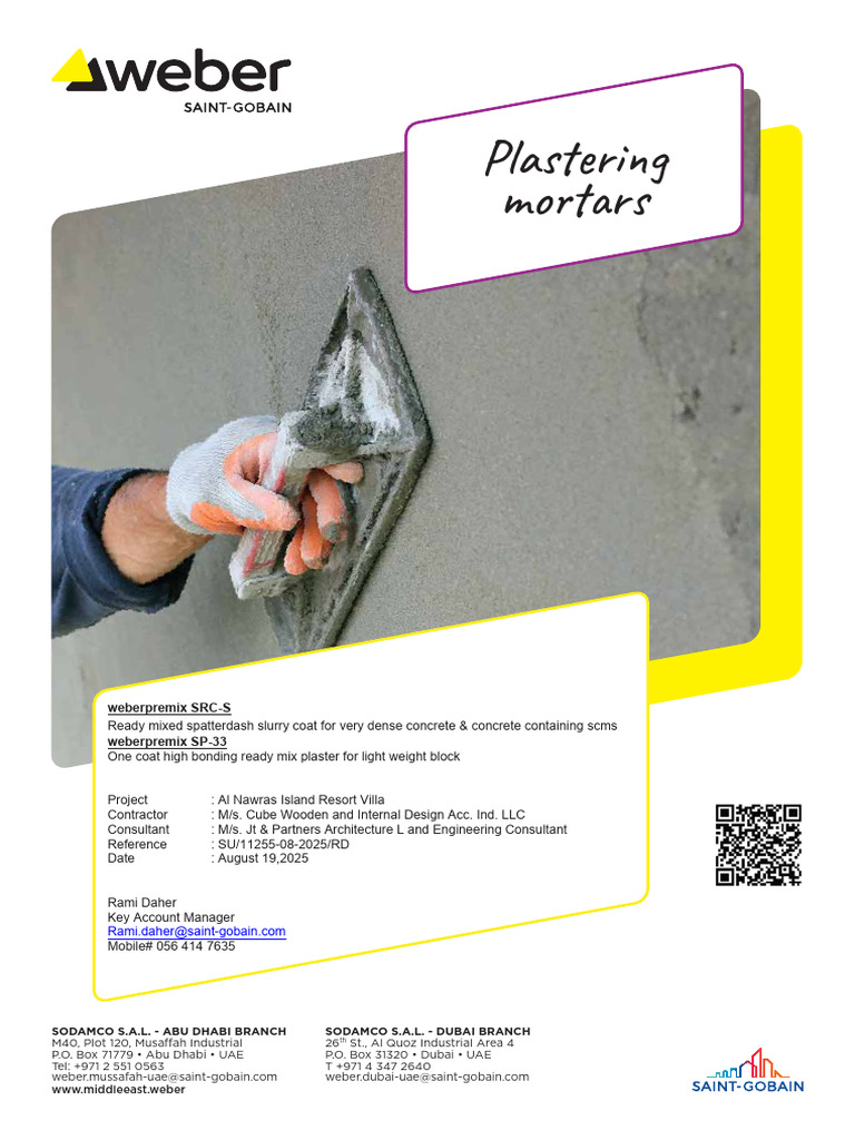 Cube - Weberpremix SRC-S & Weberpremix SP-33 - RD - 19.08.2025 - Compressed | PDF | Plaster ...