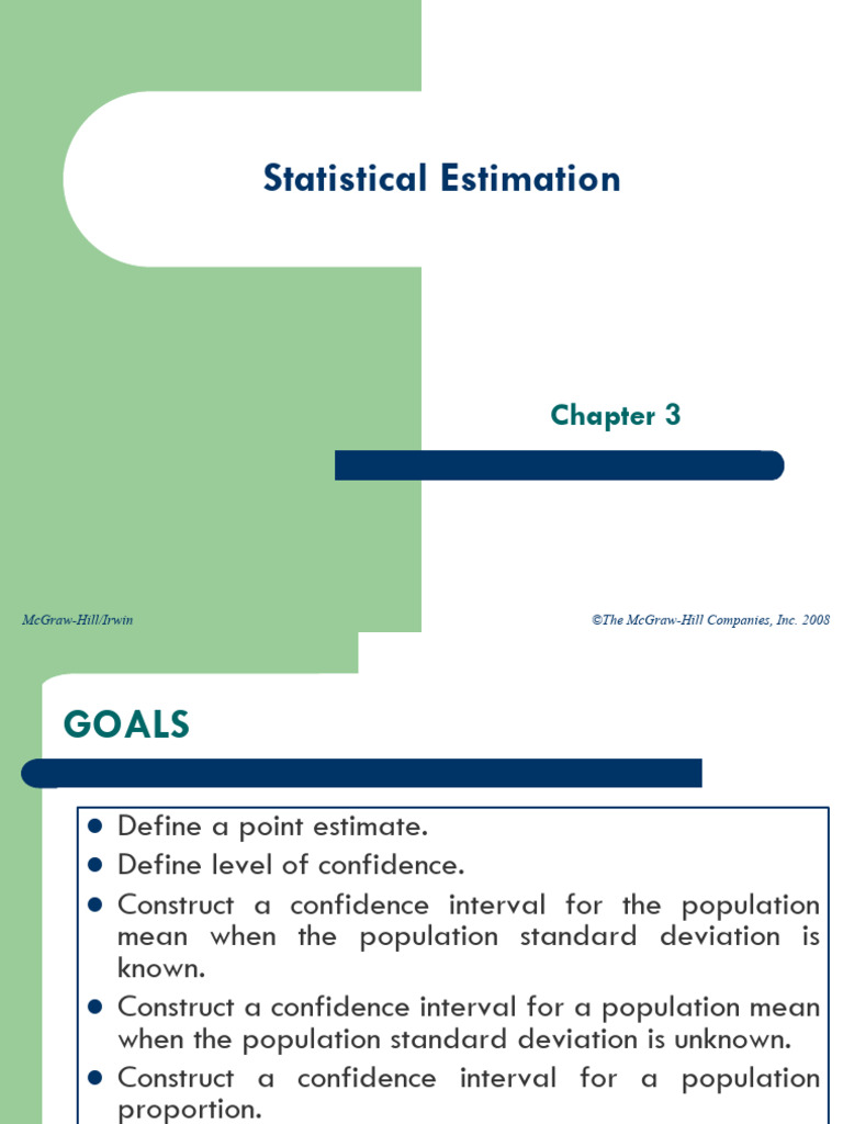 Chapter 2 Statistical Estimation | PDF | Estimator | Confidence Interval