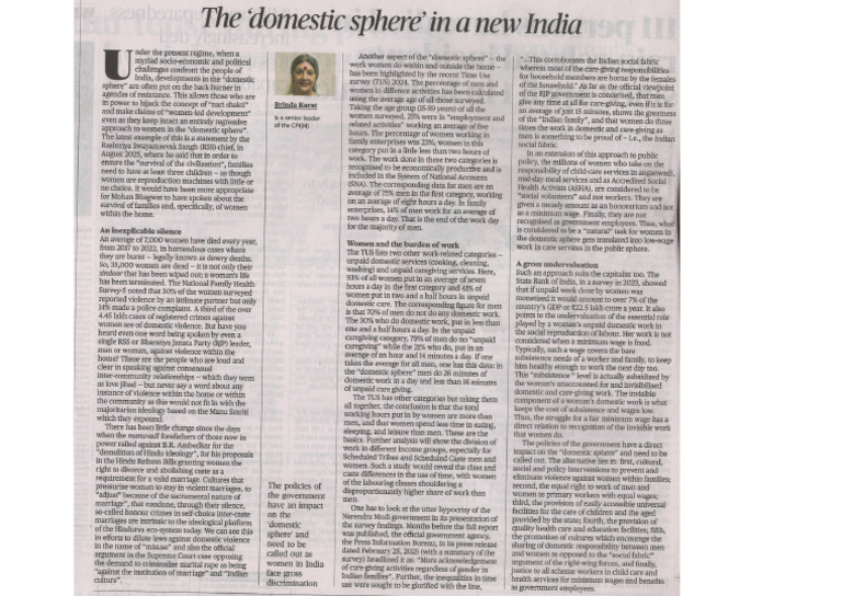 The Domestic Sphere in A New India | PDF