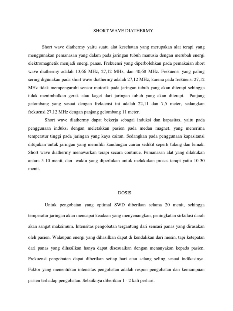 Terapi Short Wave Diathermy untuk Fisioterapi | PDF