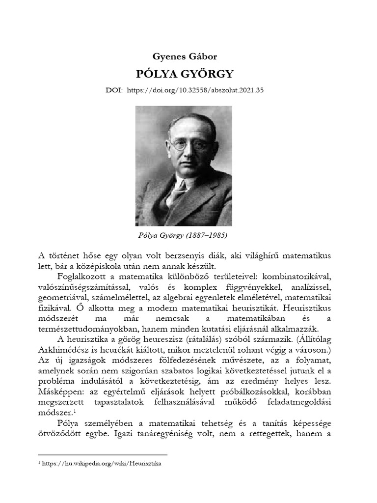 Gyenes G. - Pólya György | PDF