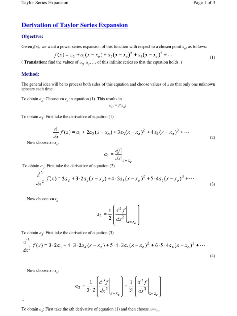 Taylor Series Expansion Derivation | PDF | Teaching Methods & Materials