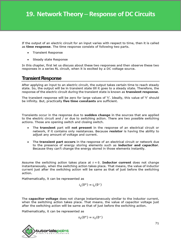 Transient Response | PDF | Electrical Network | Capacitor