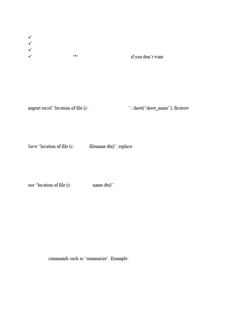 Stata Commands - Computer Class 1 | PDF