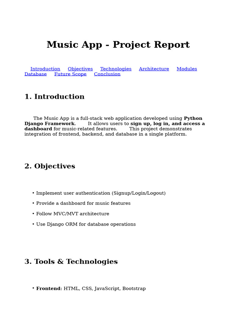 Music App Project Report | PDF