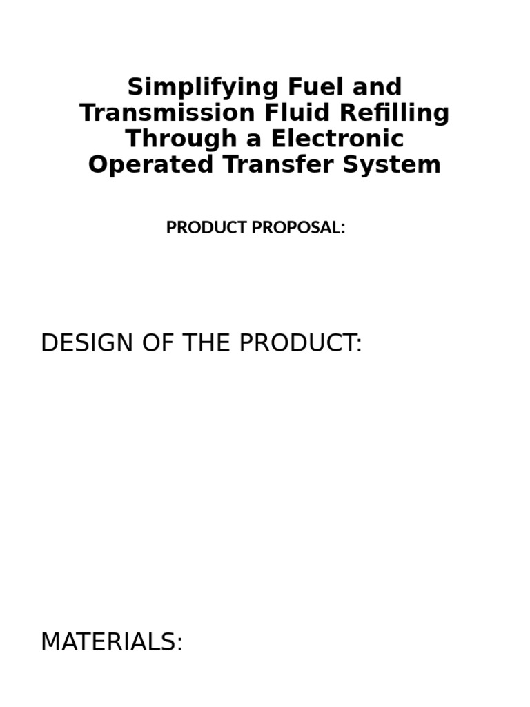Electronic Operated Fuel and Transmission Fluid Transfer System | PDF