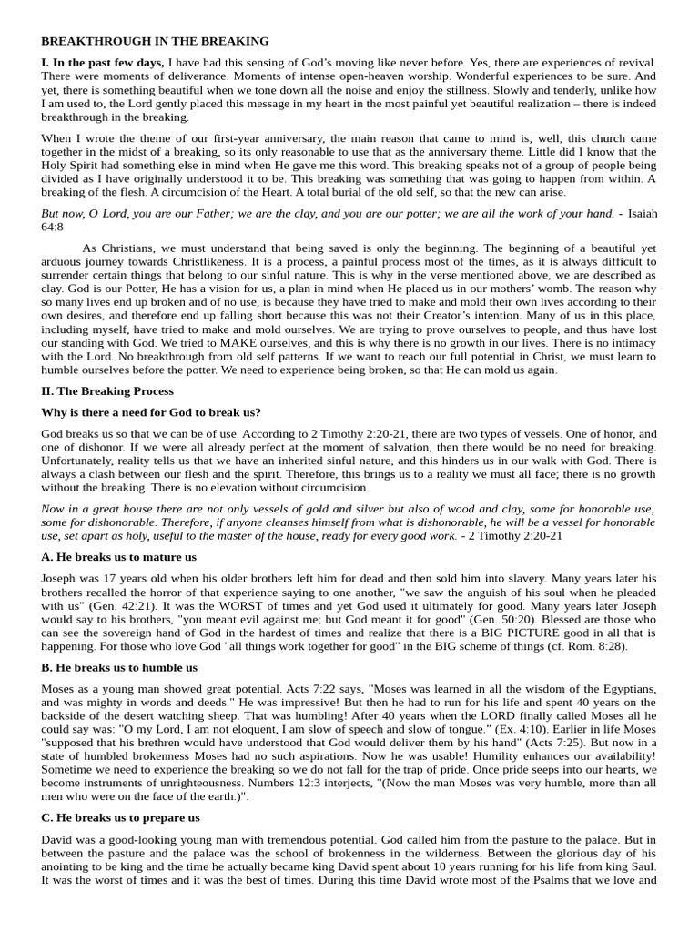 Breakthrough in The Breaking | PDF | David | Glory (Religion)