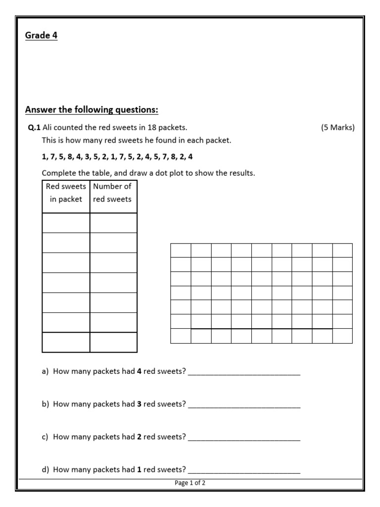 Math 2nd Term Short Exam-1 Grade-4 | PDF | Mathematics