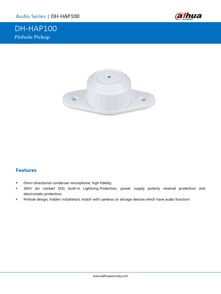 DH-HAP100: Pinhole Pickup | PDF