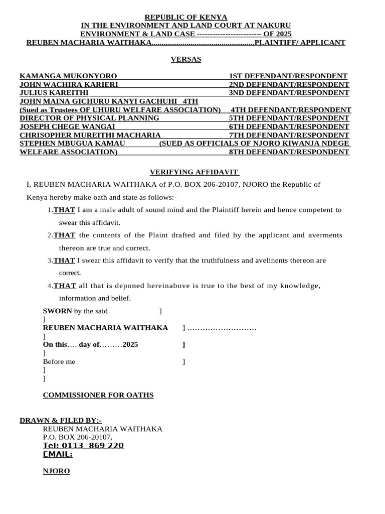 Verifying Affidavit Wakili | PDF