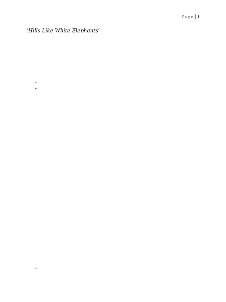 Hills Like White Elephants Hemingway Ernest | PDF