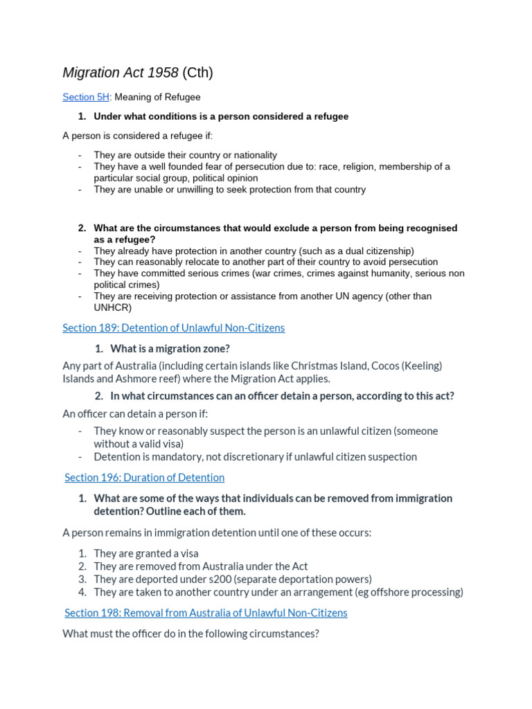Understanding the Migration Act 1958 | PDF | Travel Visa | Immigration ...