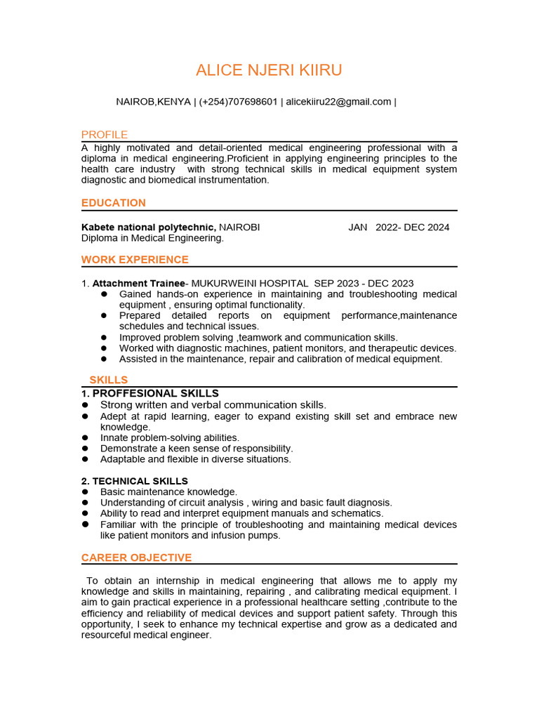 Alice Njeri_ Cv_ 2024 | PDF