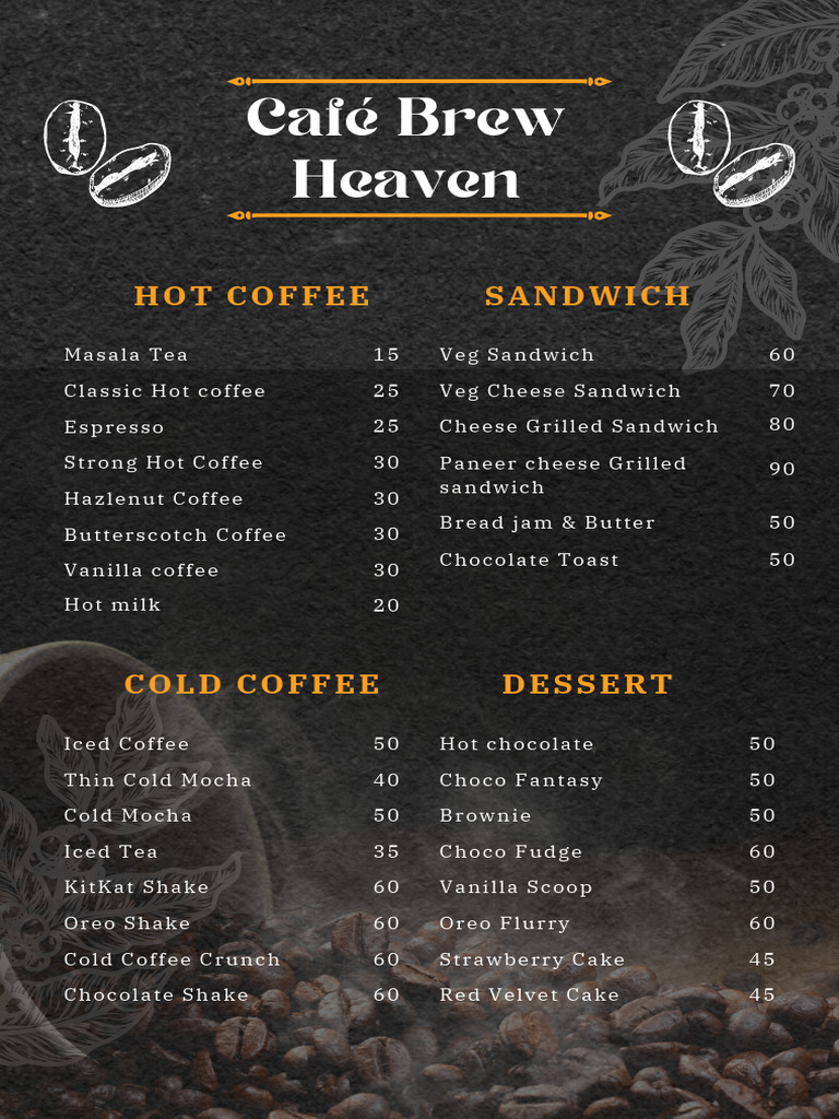 Dark Aesthetic Café Menu | PDF