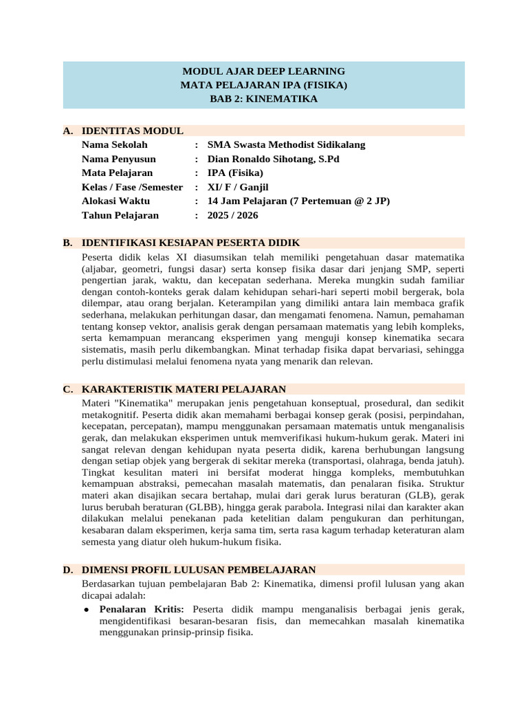 Modul BAB 2 KINEMATIKA | PDF