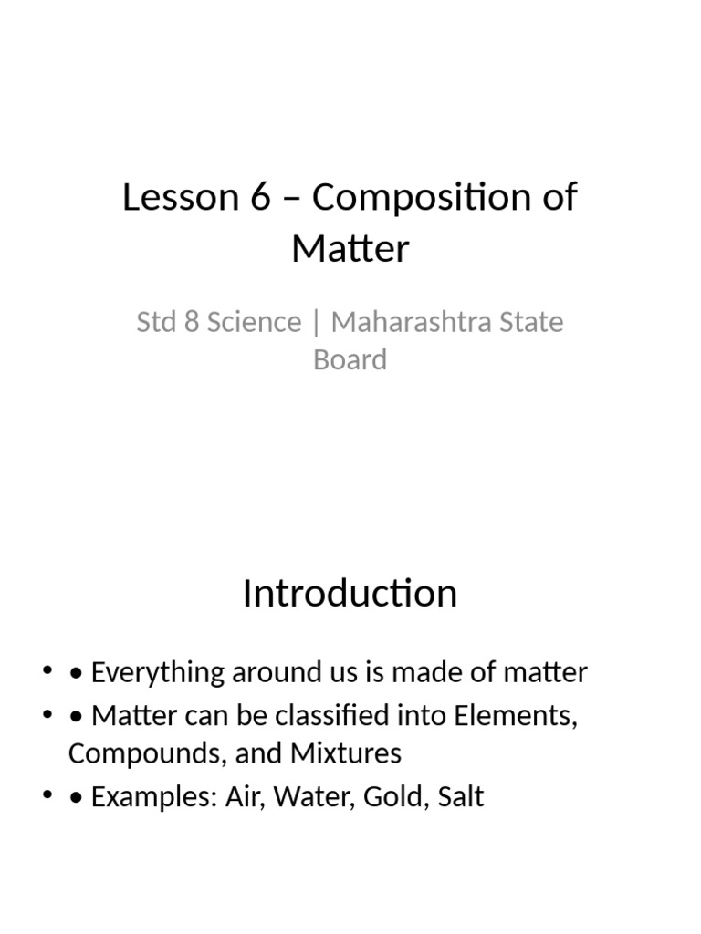Std8 Science Lesson6 Composition of Matter With Diagrams | PDF