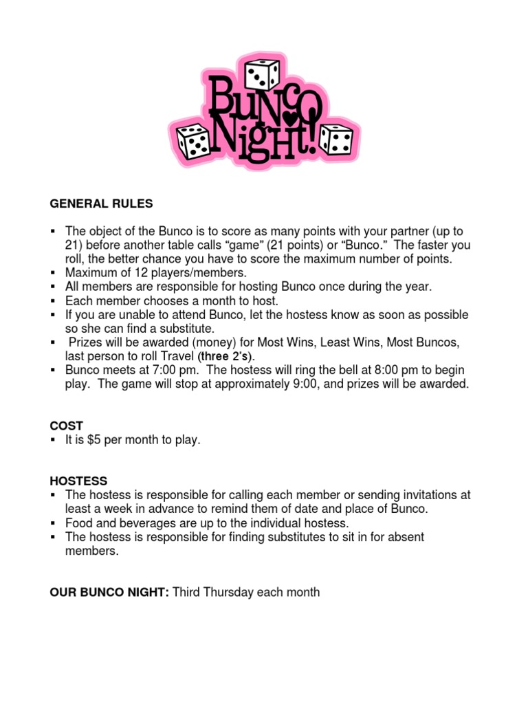 Rules and Scoring for Bunco Night: A Guide to a Popular Dice Game ...