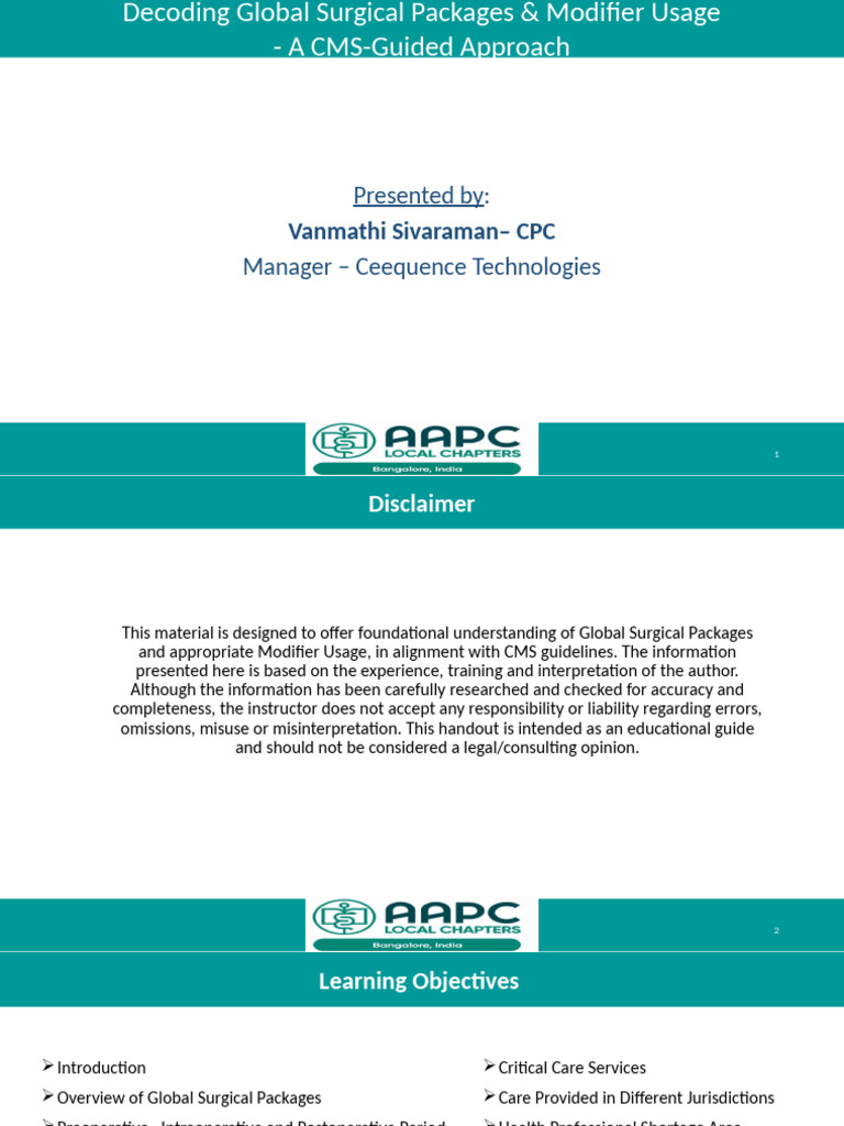 Global Surgical Package Coding Guide | PDF | Surgery | Health Care